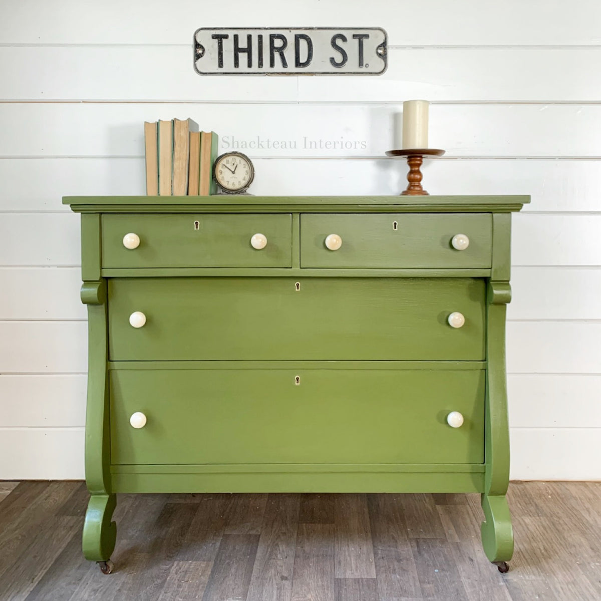 Cream and White Striped Bone Knob | Shackteau Interiors, LLC