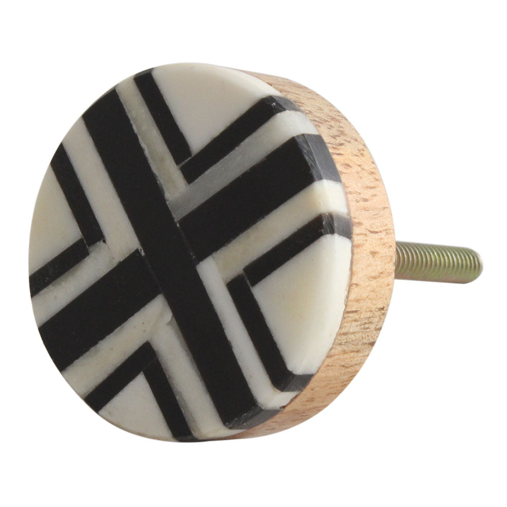 Cream and Black Round Bone Knob | Shackteau Interiors, LLC
