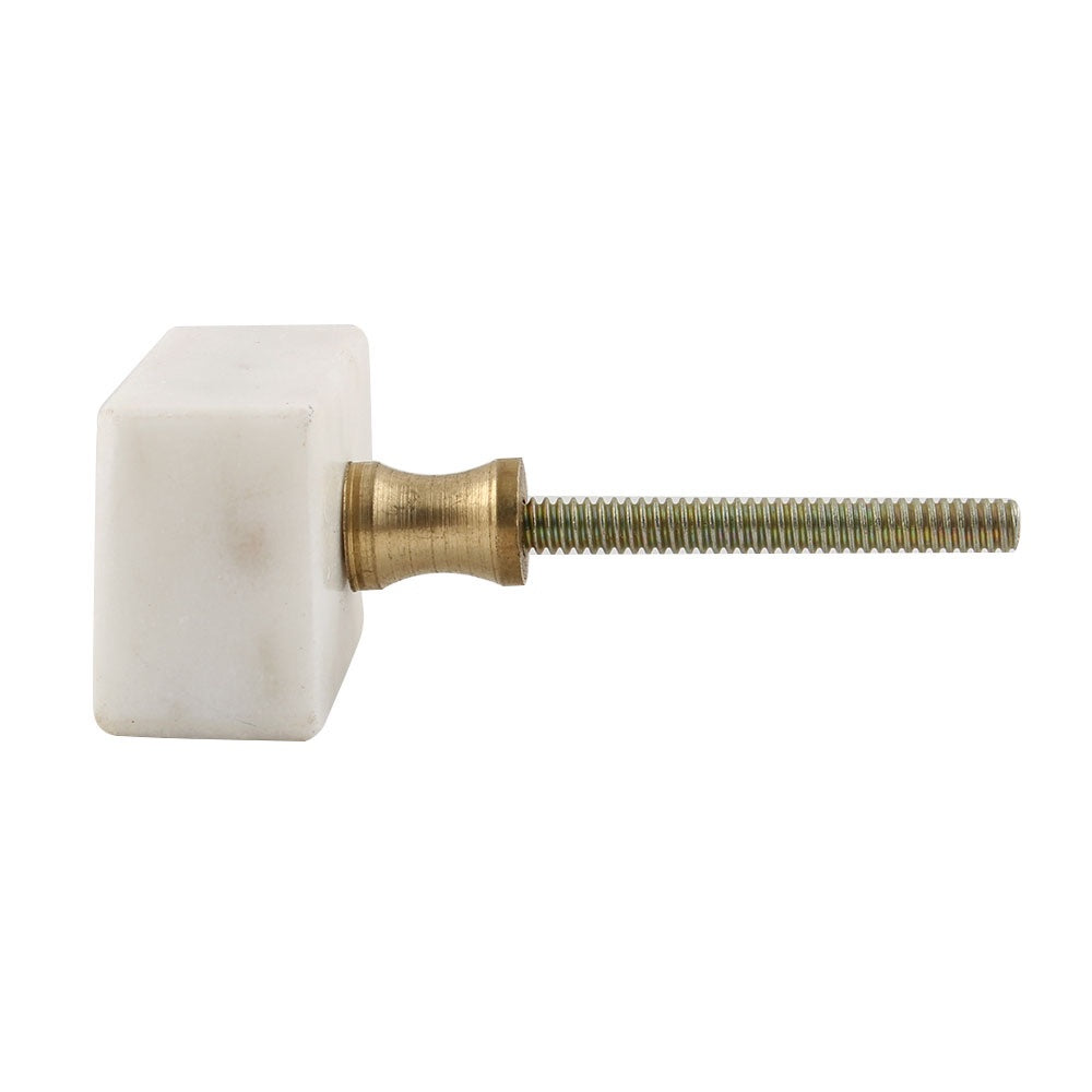 Parallelogram White Stone Knob | Shackteau Interiors, LLC